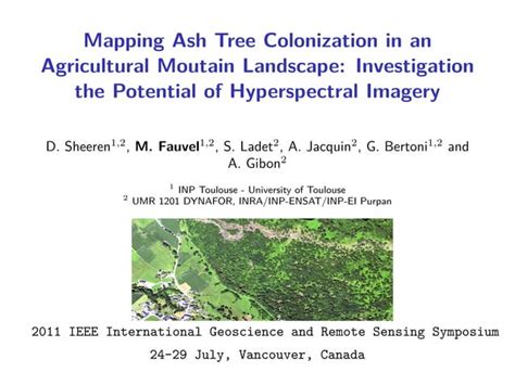 Mapping Ash Tree Colonization In An Agricultural Moutain Landscape Investigation The Potential