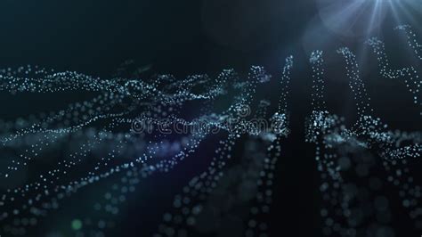 Abstract Loopable Blue Cg Motion Background Waving Dots Texture With Glowing Defocused Particles