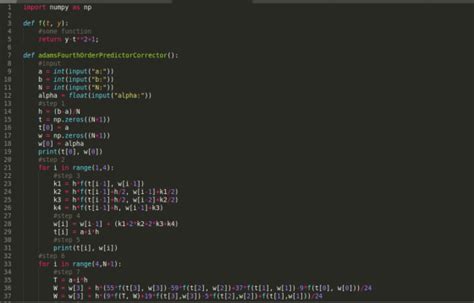 Adams Fourth Order Predictor Corrector Python Only Please Translate