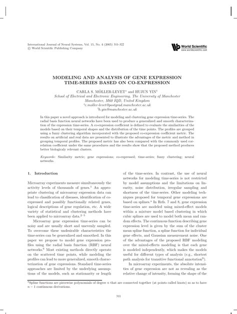 Pdf Modeling And Analysis Of Gene Expression Time Series Based On Co