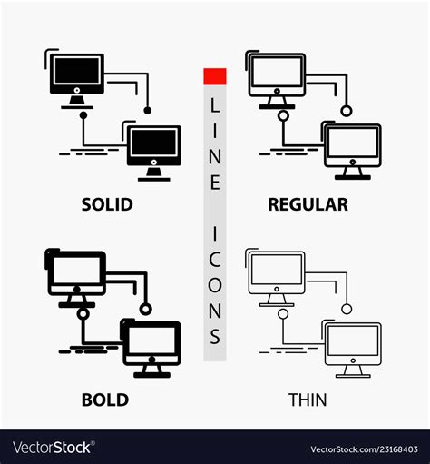 Local Lan Connection Sync Computer Icon In Thin Vector Image