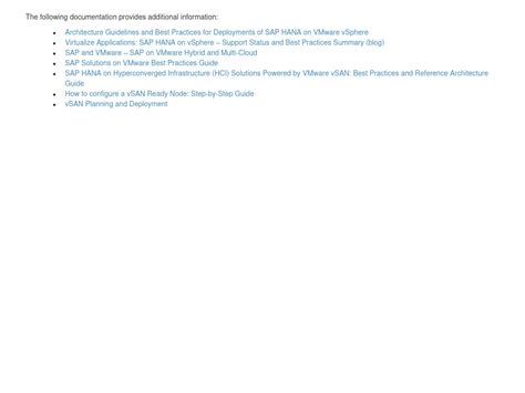 Vmware Documentation Sap Hana Deployments On Dell Poweredge For Vmware Vsan Hyperconverged