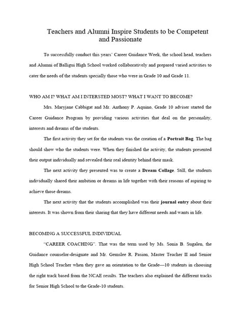 Narrative Report Career Guidance Pdf