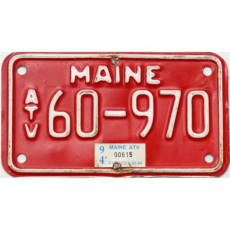 1994 Maine Atv 60970 Real Old Maine License Plates