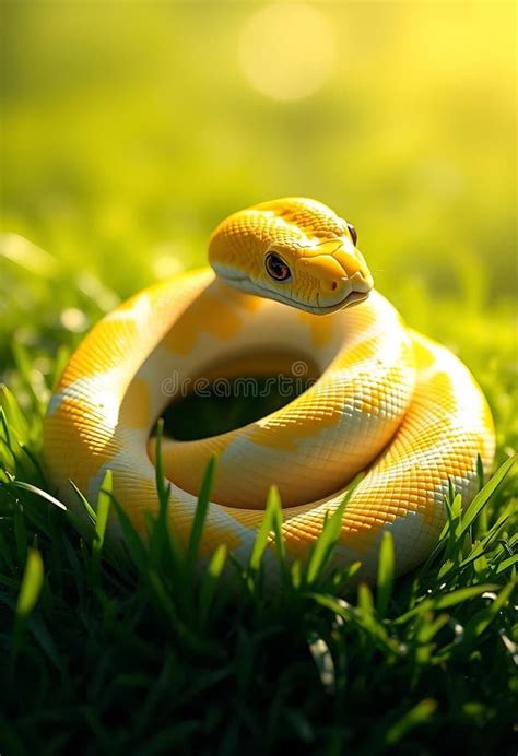 Golden Python In Sunlit Grass A Serene Natural Image Stock Illustration Illustration Of
