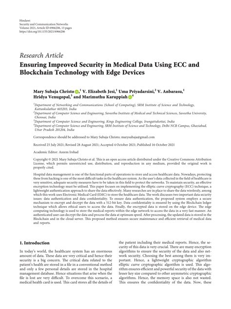 pdf ensuring improved security in medical data using ecc and