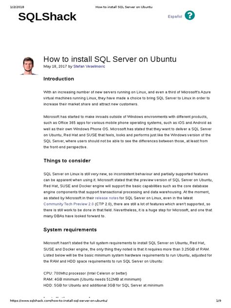 How To Install Sql Server On Ubuntu Pdf Ubuntu Operating System Microsoft Sql Server