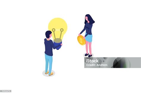 사람들과 Crowdfunding 아이소메트릭 개념입니다 벡터 일러스트입니다 3차원 형태에 대한 스톡 벡터 아트 및 기타 이미지