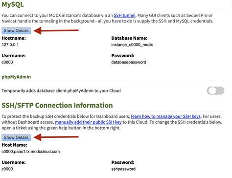 Remote Database Management Modx Cloud Support