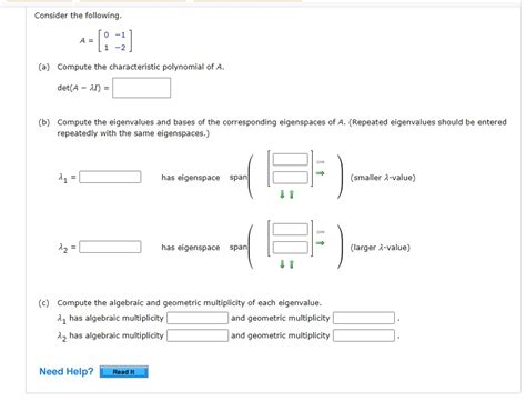 Solved Consider The Following Acompute The Characteristic Polynomial