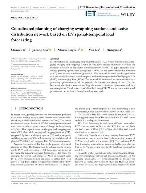 Pdf Coordinated Planning Of Charging Swapping Stations And Active