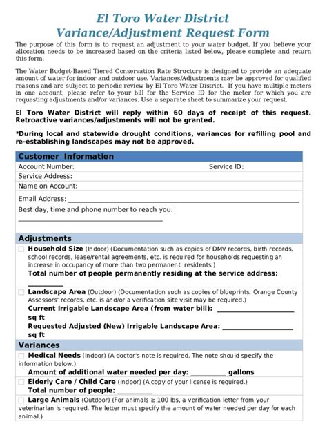 VARIANCE REQUEST FOR RESIDENTIAL Doc Template PdfFiller