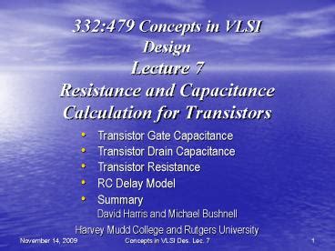 PPT 332 479 Concepts In VLSI Design Lecture 7 Resistance And Capacitance Calculation For
