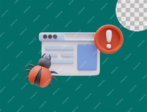 Premium Psd 3d Icon Website Page Warning Sign Red Bug Programming And