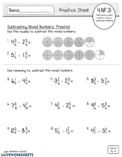 Subtract Fractions Wregrouping Bonus5 Online Exercise For