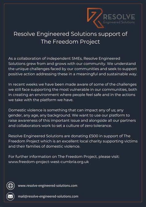 Resolve Engineered Solutions Support Of The Freedom Project Resolve