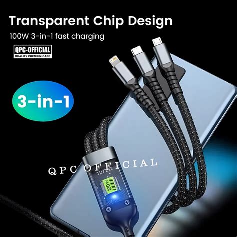 Jual Kabel Data 3in1 Nylon Kabel Data Type C Micro Usb Lightning 1 2m