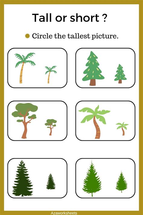 Tall Or Short Worksheets For Preschoolers And Kindergarten Students