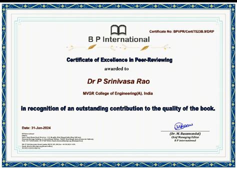 Srinivasa Rao P On Linkedin Happy To Inform You That I Had Reviewed