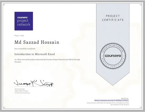 Md Sazzad Hossain On Linkedin Achieved Certificate On Microsoft Excel Provided By Coursera