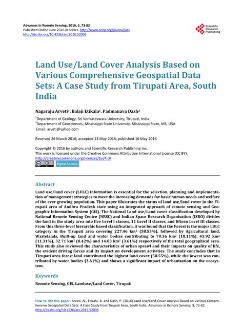 Pdf Land Use Land Cover Analysis Based On Various Comprehensive Geospatial Data Sets A Case