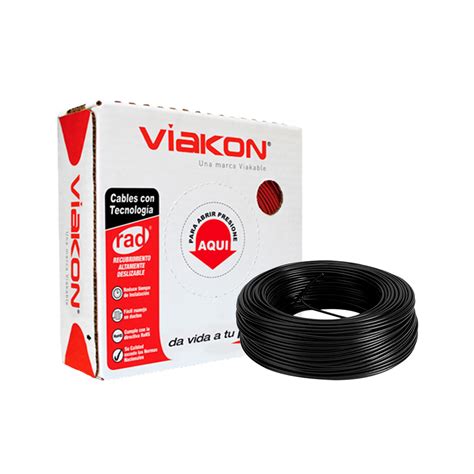 Caja 100 Mts Cable Eléctrico Negro Cal 10 100 Cobre Viakon