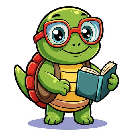 Premium Vector Wise Turtle With Book And Glasses Cartoon Vector Image