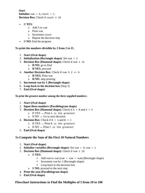 Class 6 Flow Chart Instructions Pdf Mathematics Computer Programming