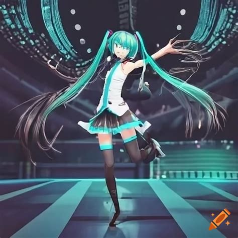 Hatsune Miku Performing On Stage On Craiyon