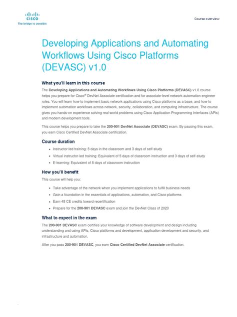 Developing Applications And Automating Workflows Using Cisco Platforms Devasc V10 Pdf