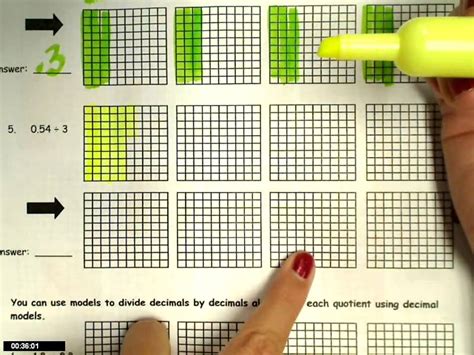 Dividing Decimals Using Models Worksheets