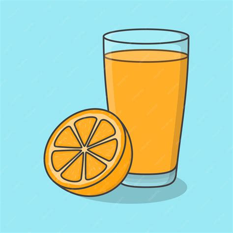 Jugo De Naranja Fresco Con Fruta En Vidrio Dibujos Animados Vector