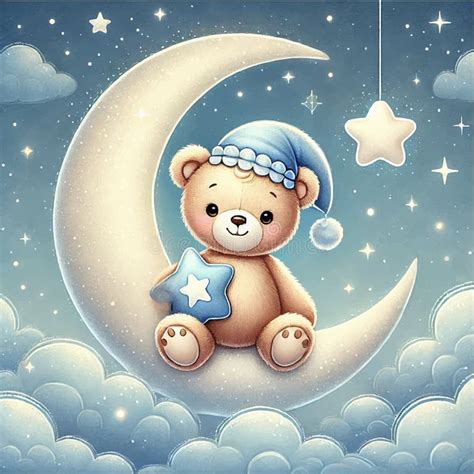 Sleepy Time Teddy Bear Print Design In Vector Stock Vector