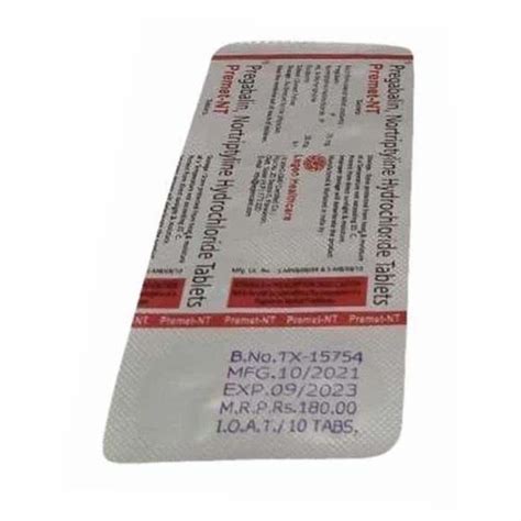 75mg Pregabalin Notriptyline Hydrocloride Tablet At Rs 1440 Box प्रीगाबालिन In Parwanoo Id