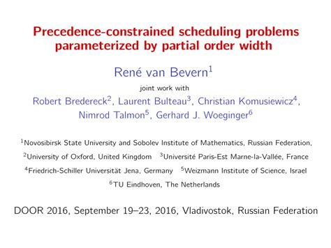 Pdf Precedence Constrained Scheduling Problems Parameterized By Partial Order Width