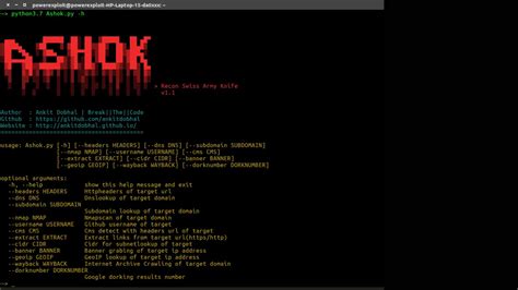 Ashok The Ultimate Reconnaissance Toolkit For Penetration