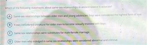 Solved Which Of The Following Statements About Same Sex