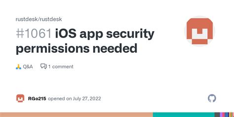 ios app security permissions needed · rustdesk rustdesk · discussion