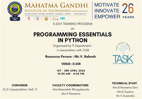A Training Program On Programming Essentials In Python Mgit