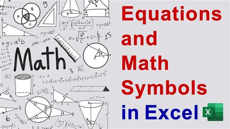 How To Add Equations And Mathematical Symbols In Excel Youtube