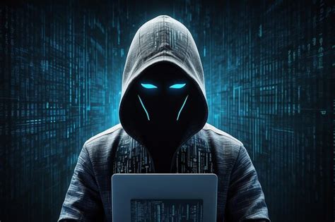 Premium Photo Hacker Over Abstract Digital Background With Elements Of Binary Code And