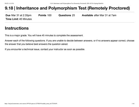 918 Inheritance And Polymorphism Test Remotely Proctored Jhs Apcsa