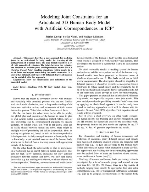 Pdf Modeling Joint Constraints For An Articulated 3d Human Body Model With Artificial