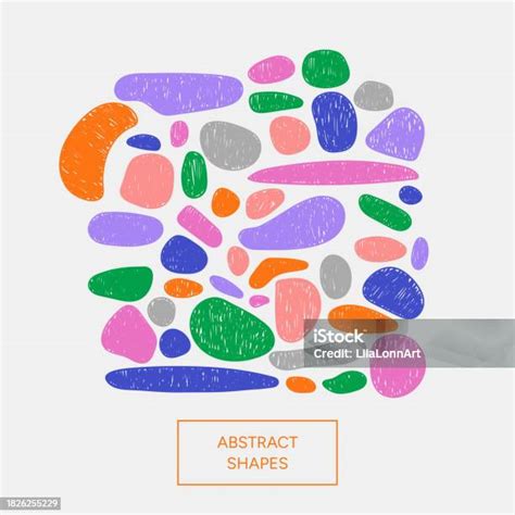 추상 손으로 그린 조약돌 모양 스토브 낙서 낙서 벡터 일러스트레이션의 집합입니다 인쇄 포스터 소셜 미디어 게시물 의류 스티커에 대한 다채로운 벡터 일러스트 모음 낙서