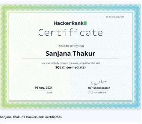 Sanjana Thakur On Linkedin Sql Datascience Hackerrank