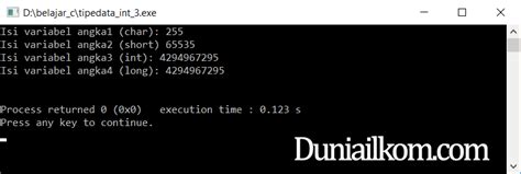 Pengertian Dan Contoh Kode Program Tipe Data Integer Bahasa C Duniailkom