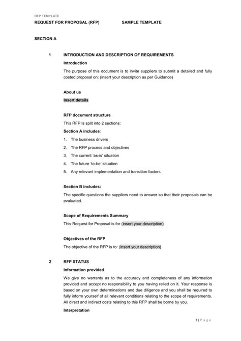 Sample RFP Template