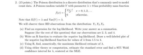 Solved Points The Poisson Distribution Is A Discrete Chegg Com