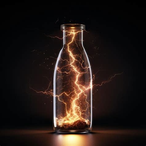 Lightning In A Bottle Black Premium AI Generated Image