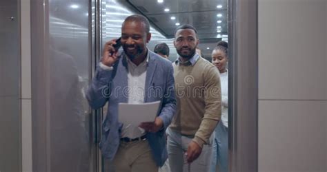 Elevator Exit Floor And Business People Busy In An Office For